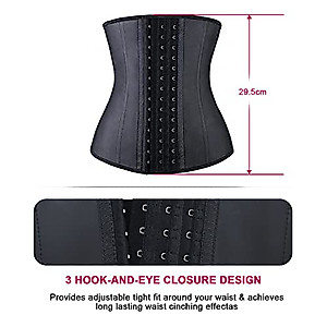 YIANNA Waist Trainer for Women Tummy Control Latex Underbust Waist Cincher Corset Sport Girdle Hourglass Body Shaper,(Black, S)