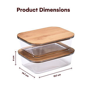 Vdomus Glass Food Storage Containers with Bamboo Lids (Pack of 4) - Stackable Meal Prep Container - Airtight Glass Food Containers - Microwave, Dishwasher Safe - Reusable Glass Lunchbox Pack - 36 Oz