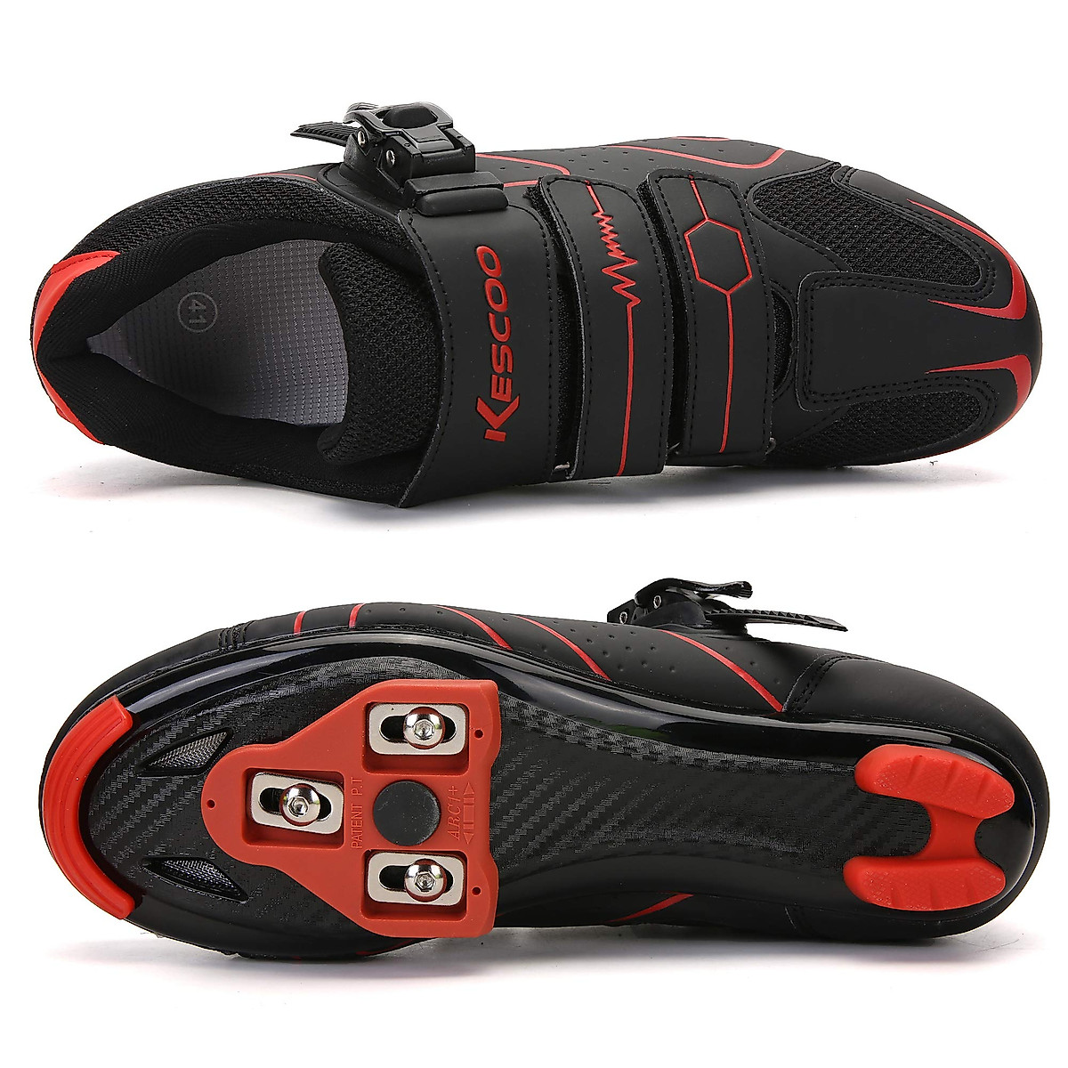 Unisex Cycling Shoes Compatible with Peloton Indoor Road Bike Shoes Riding Shoes for Men and Women Delta Cleats Clip Outdoor Pedal, (Black-red, M8)