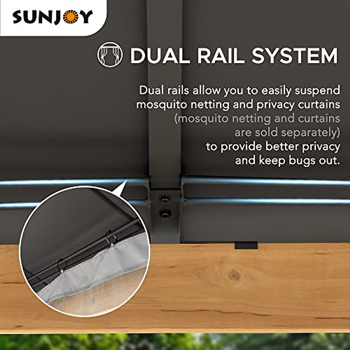 SUNJOY 12 x 16 ft. Wood Gazebo, Outdoor Patio Hardtop Gazebo, Upgrade Cedar Framed Wooden Gazebo with 2-Tier Metal Roof, Suitable for Patios, Lawn and Backyard, Dark Brown Roof + Natural Wood Frame