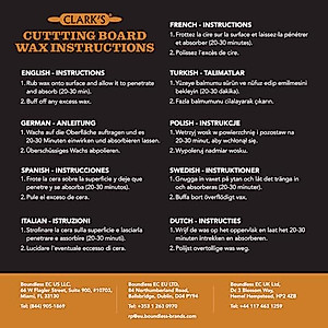 CLARK'S Bamboo Cutting Board Care Kit, Includes Mineral Oil (12oz) and Carnauba Beeswax (6oz) Enriched with Orange & Lemon Extract, Bamboo Cutting Board Oil Food Grade, Cutting Board Wax Bamboo