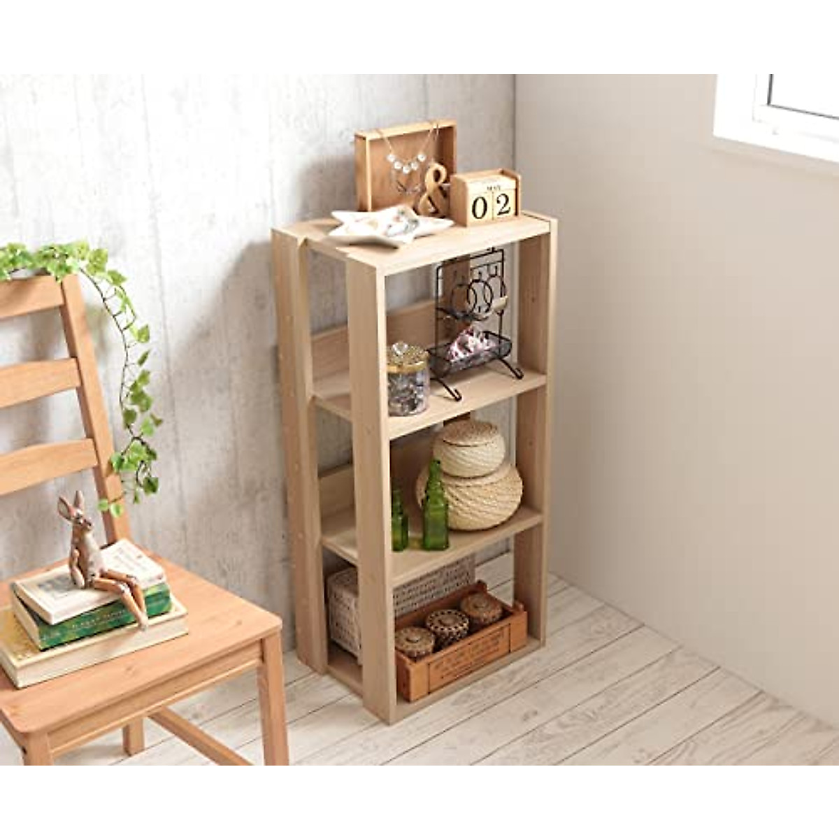 IRIS OHYAMA USA 3 Tier Open Bookshelf Bookcase for Small Spaces, Farmhouse Bedroom, Office, Living Room, Indoor Shelf for Home Décor, Books, Plants and More, 16 inch, MED, Natural