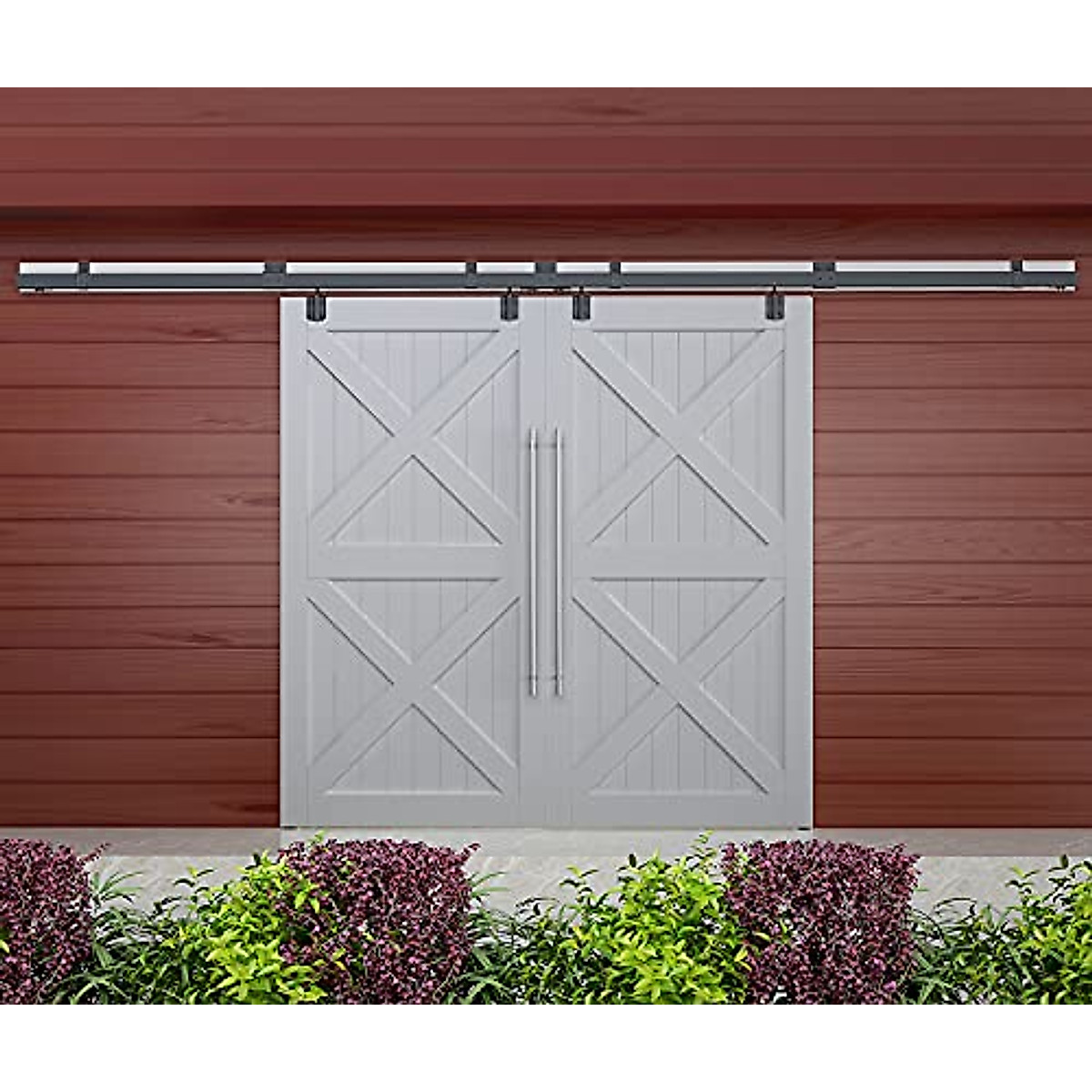 DIYHD 12FT Box Track Double Sliding Barn Door Hardware