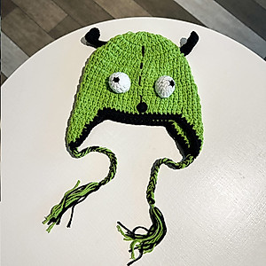 JOYEAR Devil Hat,Crochet Funny Hat,Silly Hats,Cute Cartoon Winter Warm Hat，Suitable for Children and Adults Green