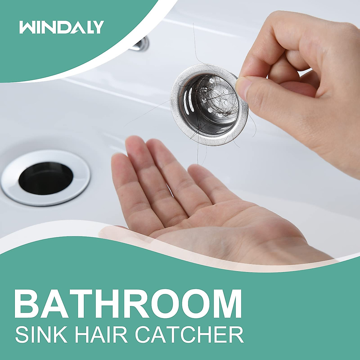 4 Packs Bathroom Sink Strainer 1.8" Top / 1.3" Hair Catcher, Utility Drain Screen Replacement Basket, WINDALY Sink Drains Small, Stainless Steel, for Standard Bathroom Sink (Bathroom Sink Strainer)