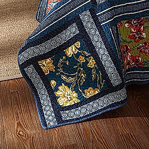 DECMAY Quilts Queen Size Sets - 100% Cotton Queen Bedspreads, Handmade Real Patchwork Quilts for All Season, Lightweight Country Quilt Sets with 2 Pillowcase