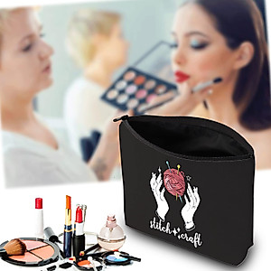 JXGZSO Crochet Yarn Knitting Project Bag Witch Crochet Makeup Bag With Zipper Knitter Gift (stitch craft B)