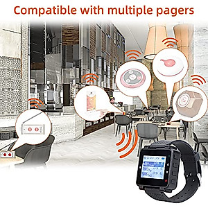 Retekess T128 Restaurant Pager System,Wireless Calling System,Wide Range,5 Watch Receiver,1 5-Key Call Button for Restaurant,Kitchen,Clinic,Factory