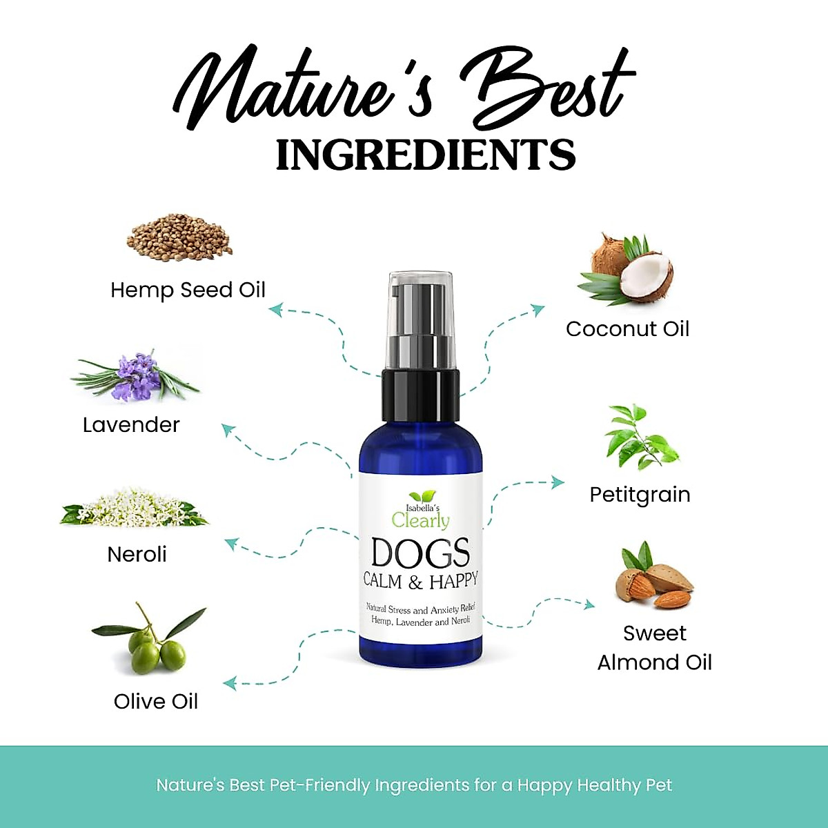 Natural Calm & Happy Oil for Dogs - Pet Safe Essential Oils with Lavender, Petitgrain and Neroli - Calming and Soothing for Stress, Anxiety, Hyperactivity | Natural Pet Product Made in USA
