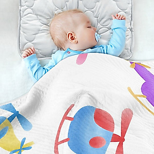 MCHIVER Watercolor Cute Helicopter Baby Blankets for Girls Boys Receiving Blankets Girl Toddler Blanket Swaddle Blankets Baby Receiving Blankets for Crib Infant Unisex Girl Newborn