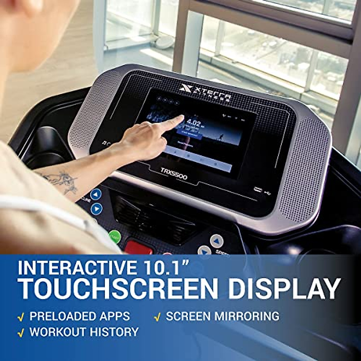 XTERRA Fitness TRX5500 Premium Performance Series Folding Treadmill, Large XTRASoft Cushioned Running Deck, LCD Display, Handlebar Speed and Incline Controls, Variety of Programs, FTMS Bluetooth