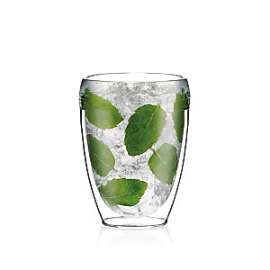 Bodum Pavina Outdoor Shatterproof Double Wall Plastic Tumbler 6-Pack, 12 Ounce, Clear