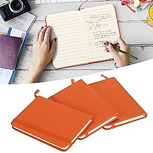 Notepad, Rounded Corners No Fluorescent Agent Strap Notebook, for Diary Writing(orange)