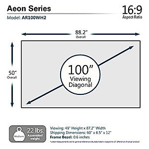 Elite Screens Aeon Series, 100-inch 16:9, 8K / 4K Ultra HD Home Theater Fixed Frame EDGE FREE Borderless Projector Screen, CineWhite UHD-B Front Projection Screen, AR100WH2