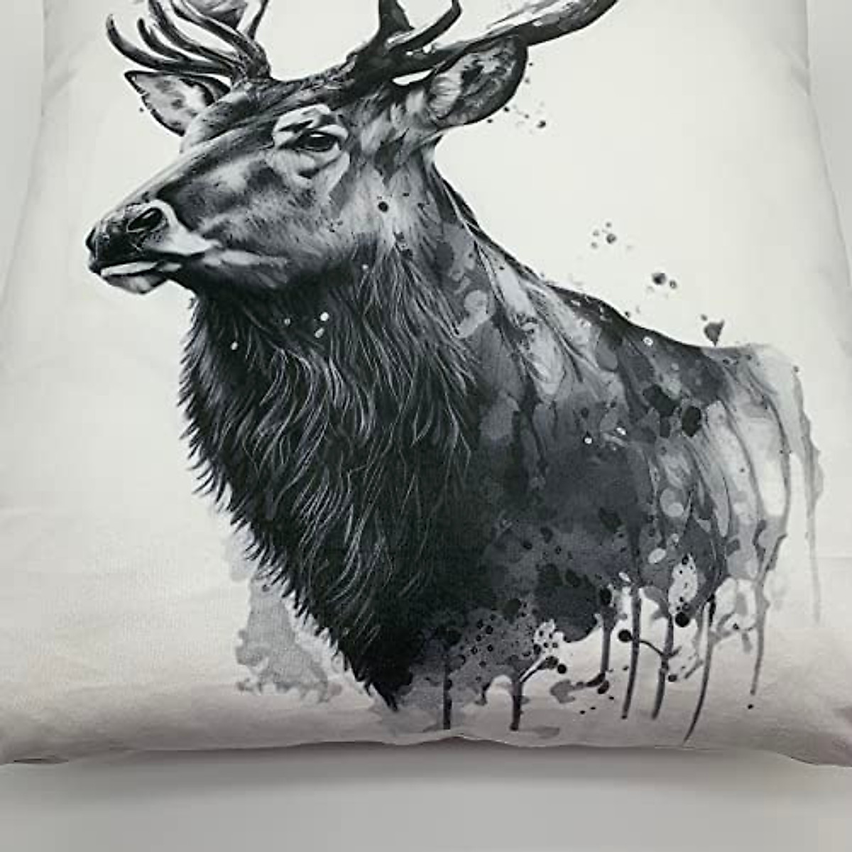 Deco4URLife Black and White Portrait of A Deer Set of 2 Decorative Throw Pillow Covers Square 18 x 18 inch, Pillowcase Protectors Cushion Cover for Home Sofa Couch Chair Back Seat