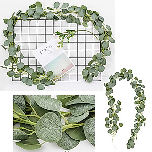 DearHouse 5pc Artificial Eucalyptus Garland Faux Silk Eucalyptus Leaves Vines Handmade Garland Greenery Wedding Backdrop Arch Wall Decor,6 FT/Pcs