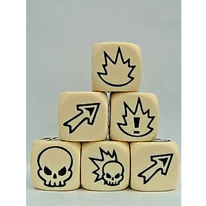 Flaming Skull Dice - Ivory w/Black - 3 dice Fantasy Football Block dice Set