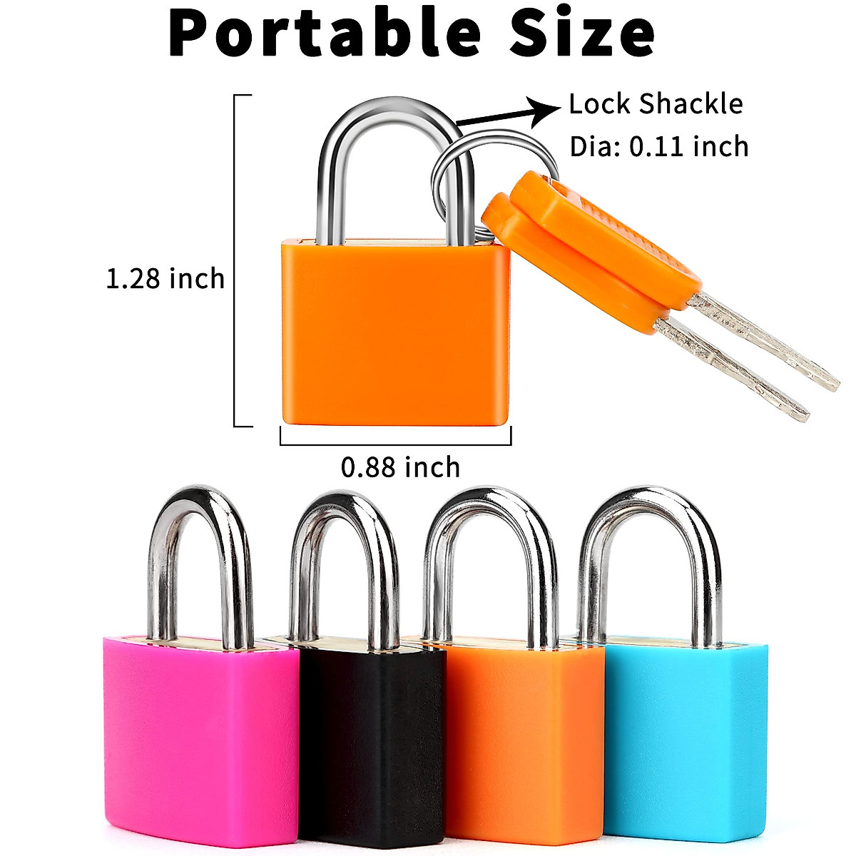 4 Pcs Suitcase Locks with Keys Multicolor Mini Keyed Padlock Febwind Metal Padlock Luggage Padlocks Plastic-Covered Copper Keyed Padlock for Suitcase, Backpack, Boxes, Laptop Bag