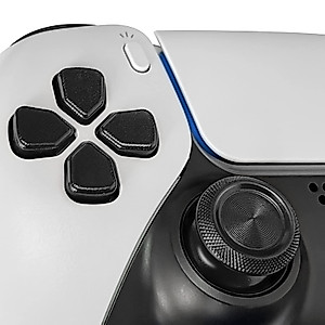 Metal Thumbsticks D-pads ABXY Buttons Repair Kits for PS5 Controller - Replacement Aluminum Action buttons & Analog Joystick & Directional Pads for PlayStation 5 Controller (Black)