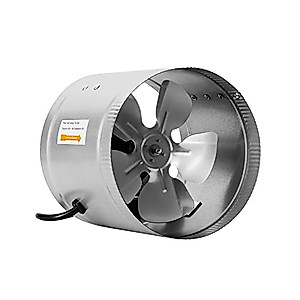iPower 8 Inch 420 CFM Inline Duct Vent Blower Booster Fan for HVAC Exhaust and Intake 5.5' Grounded Power Cord, Low Noise, Silver, 8 inch