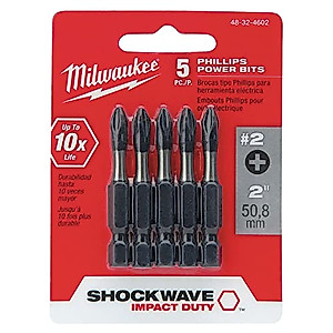 Milwaukee 48-32-4602 Power Bit, 2 Drive, Phillips Drive, 1/4 in Shank, Hex Shank, Steel, Sold as 2 Pack, 10 Count Total