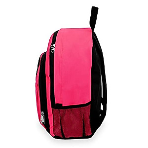 Everest Luggage Backpack with Front and Side Pockets, Hot Pink/Black, Large