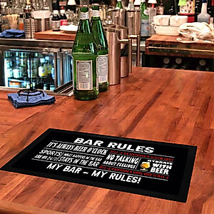 Bang Tidy Clothing Bar Runner Mat - Novelty Home Pub Bar - Funny Drink Beer Gifts for Men Women - Bar Rules