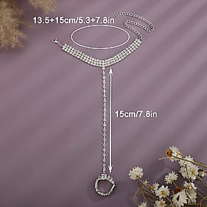 Xerling Full Rhinestones Finger Ring Bracelet for Women Layered Tennis Hand Chain Hand Harness Bracelets Jewelry for Brides Crystals Bracelets