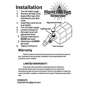 Float-Tec Letro Pentair T26 ABS Plastic Float Valve EZ Adjustment autofill Water Filler Leveler