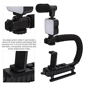 Handheld Camera Stabilizer, Blur Prevention 1/4 Inch Thread Upholstered Handle Hot Shoe Interface U-Shaped Camera Stabilizer for Outdoor Shooting