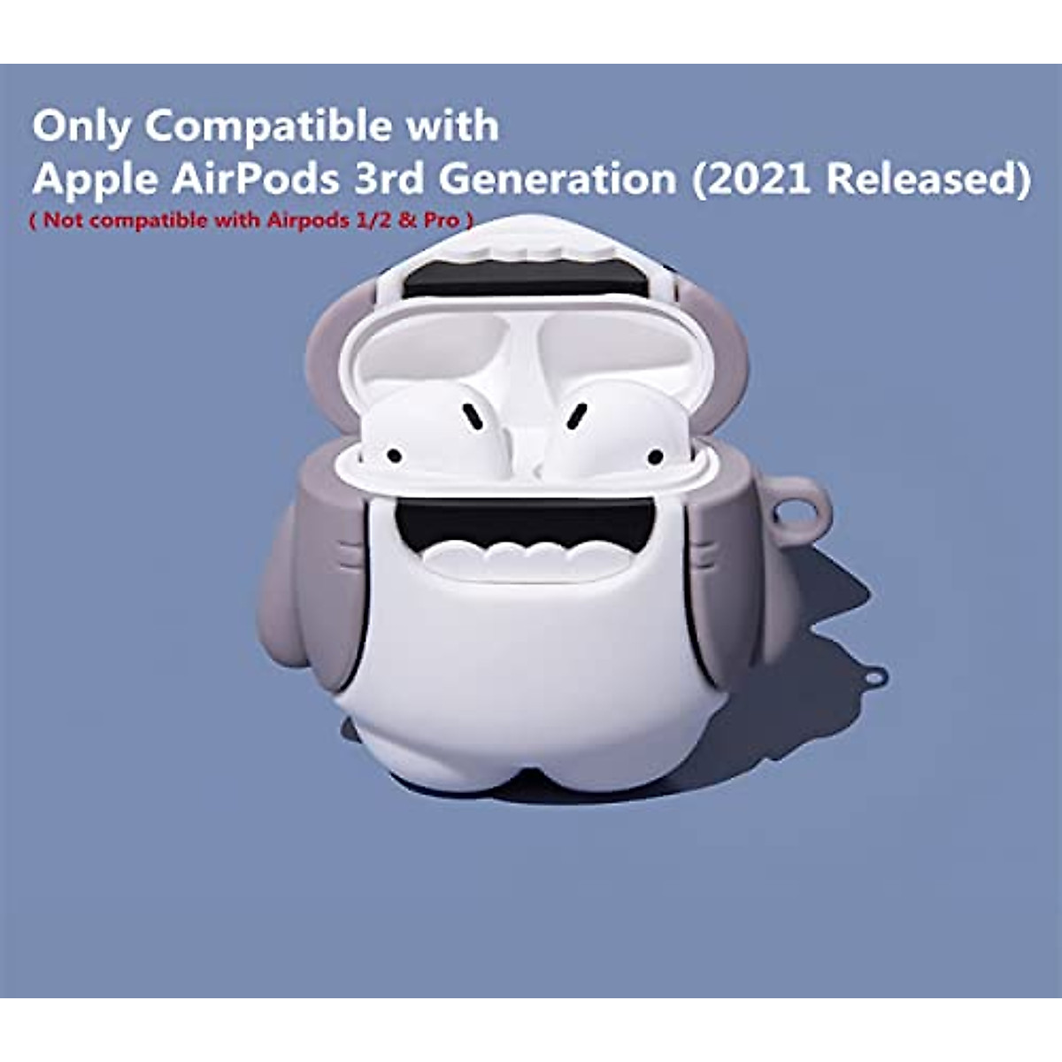 Huayou Cute Cartoon Case for New AirPods 3rd Generation 2021,Kawaii Funny Aesthetic Animal Style Design with Keychain,Protective Silicone AirPod Case Cover for Women Girls Boys Men Kids (Shark)