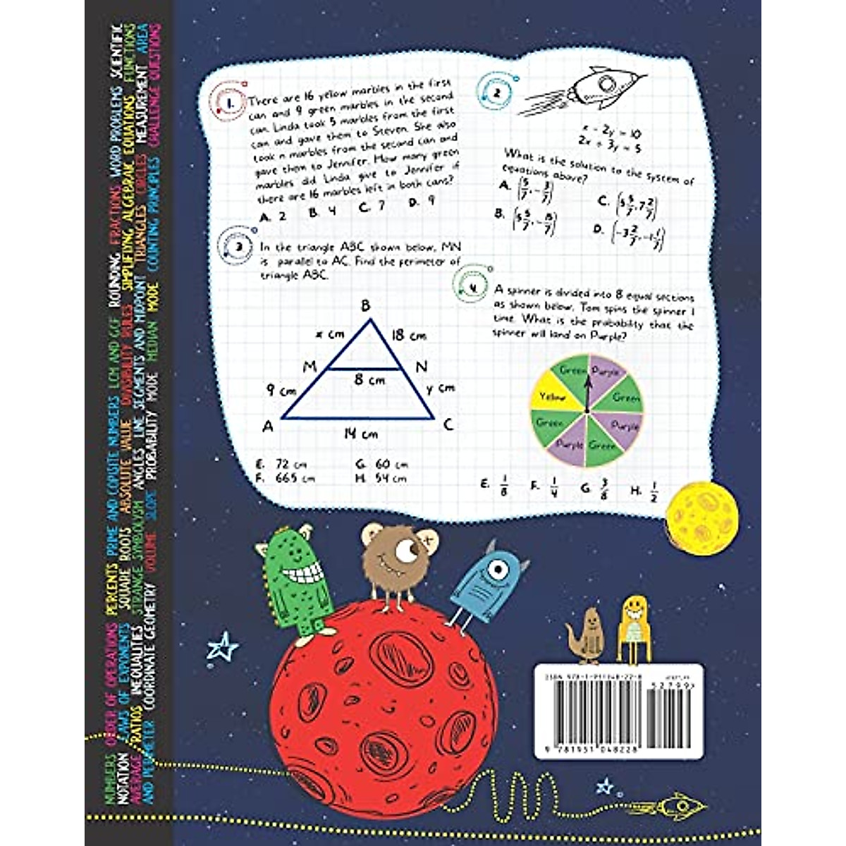 Math Practice Workbook Grades 6-8: 1000+ Questions You Need to Kill in Middle School by Brain Hunter Prep (Arithmetic, Algebra, Geometry, Measurement, ... more in Kill It Series by Brain Hunter Prep)