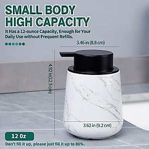 Bosilunlife Ceramic Foaming Soap Dispenser - 12 oz Marble Foam Hand Soap Dispenser Bathroom Countertop Soap Dispensers Kitchen Dish Soap Pump Dispenser Liquid Soap Dispenser for Bathroom