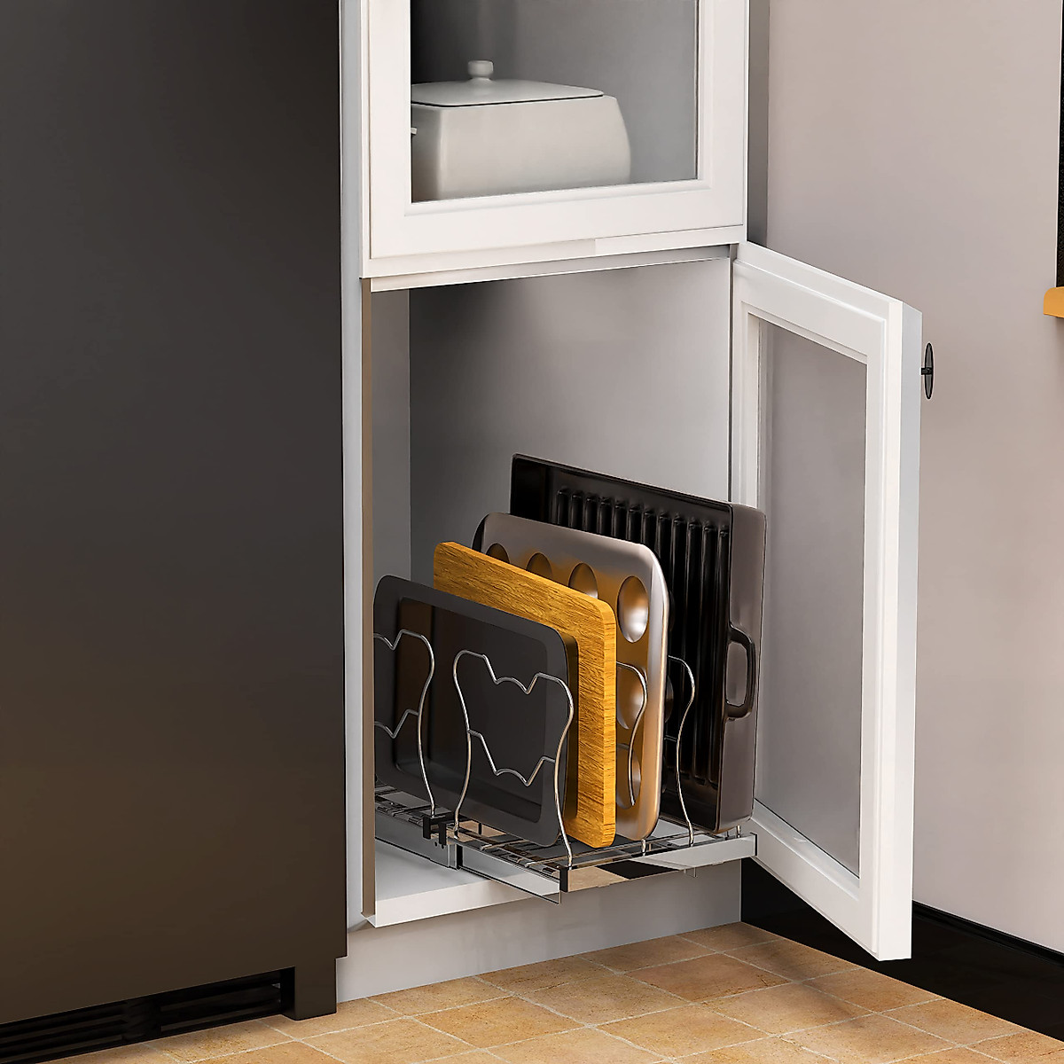 Simple Houseware Organizer Pull Out Under Cabinet Sliding Shelf for Pantry Pan and Pot Lid