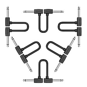 Augioth 6 Inch 6 Pack 15 cm Guitar Patch Cable 0.5 Ft 1/4 Right Angled TS Effect Pedal Cord