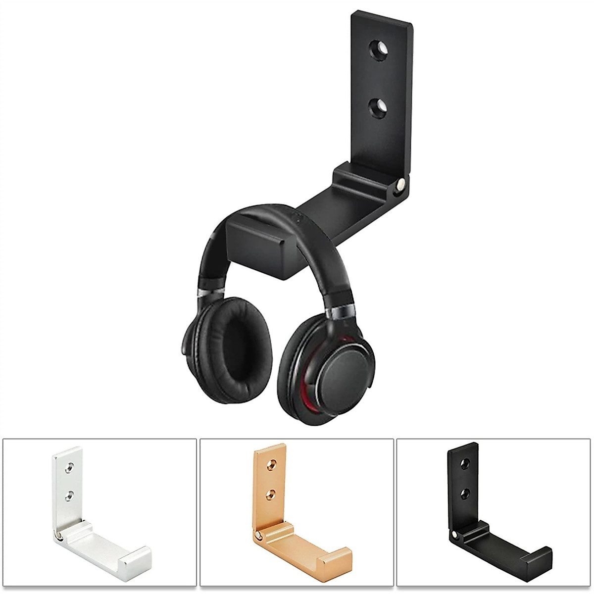 Headphone Stand/Headset Holder Headphone Holder Stand Foldable Wall Hanger Clothes Hook Bracket for Headset Display Support Mount Earphones Accessories PC Gaming Headset Stand ( Color : Black )