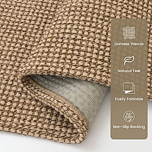 Ivissy Small Braided Rugs 2x3 Ft Area Rugs for Entryway Washable Rug Throw Rugs with Rubber Backing Cotton Woven Door Mat Indoor Entrance Front Door Rugs for Foyer Bathroom Kitchen, Tan/Brown