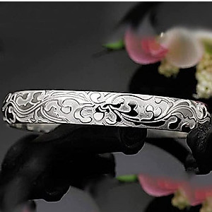 TOPOB Classic 925 Sterling Silver Bracelet, Ladies Fashion Pattern Open Alloy Jewelry Cuff Bangle Chain Bracelets (Silver)