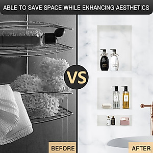 XZETORA Shower Niche SMC Material 40(20+14+6) X16in Niche for Shower Wall Shower Niches Ready for Tile Shower Niche Shelf