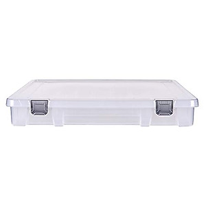 AB Designs 9101ABD Super Satchel Slim with Removable Dividers, Stackable Home Storage Organization Container, Clear with Silver Latches