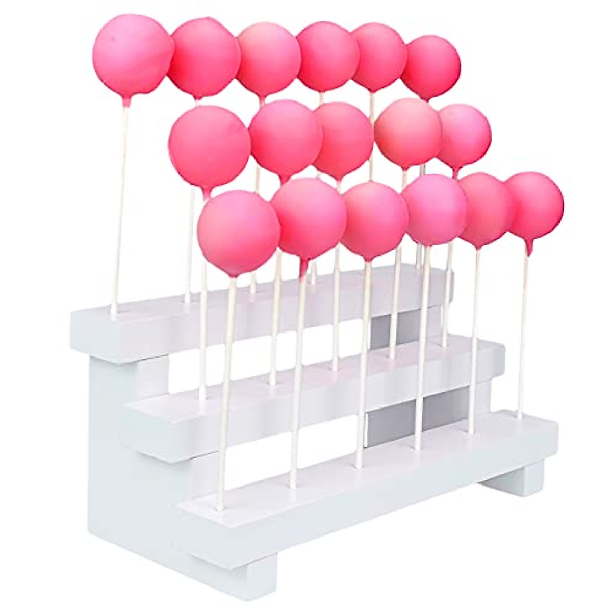 Cake Pop Stand Display Riser - 3 Tier Wood Lollipop Holder, 17 Hole Sucker Stand for Dessert Table of Wedding, Birthday Party - White, Collapsible, Fit 5/32" (4mm) Lollipop Sticks