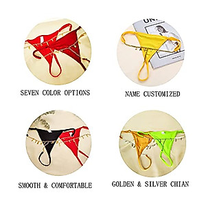 Personalized Sexy Waist Chain Thong for Women Custom Name Letter Jewelry G-string Golden Chain Black Panties Birthday Gift for Her