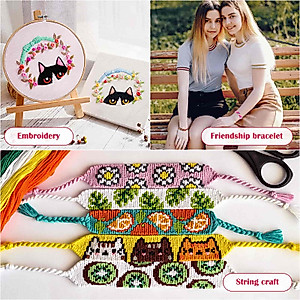 PAXCOO 488Pcs String Bracelet Making Kit, Friendship Bracelet String Kit with 50 Skeins Embroidery Floss Cross Stitch Thread, 400Pcs Friendship Bracelet Beads, 37Pcs Embroidery Tools