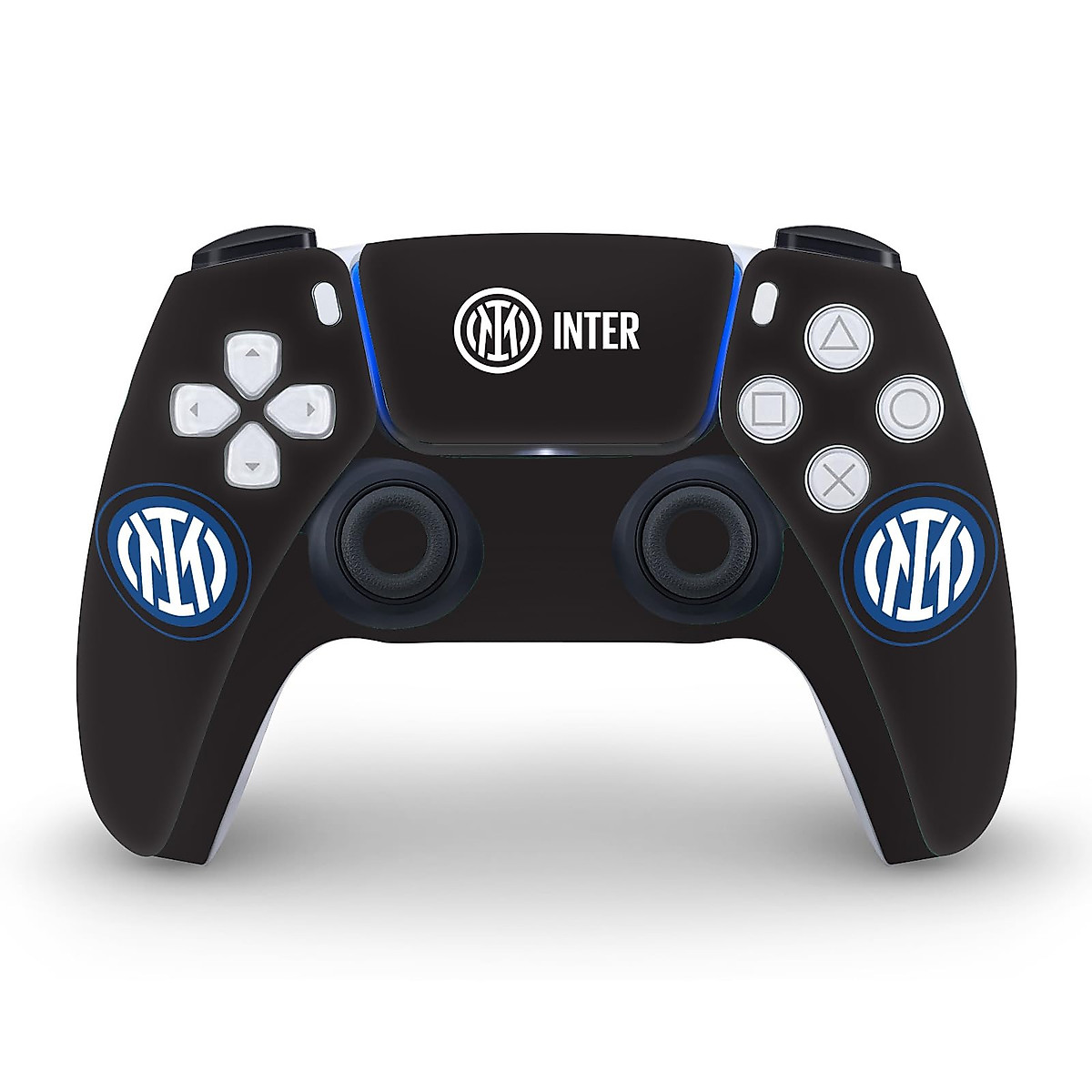 Head Case Designs Officially Licensed Inter Milan Logo On Black Badge Vinyl Faceplate Sticker Gaming Skin Decal Cover Compatible With Sony PlayStation 5 PS5 Disc Edition Console & DualSense Controller
