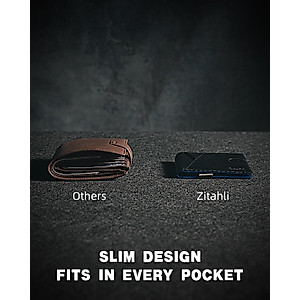 Zitahli Wallet for Men - with Money Clip Slim Leather Slots Credit Card Holder RFID Blocking Bifold Minimalist Wallets with Gift Box