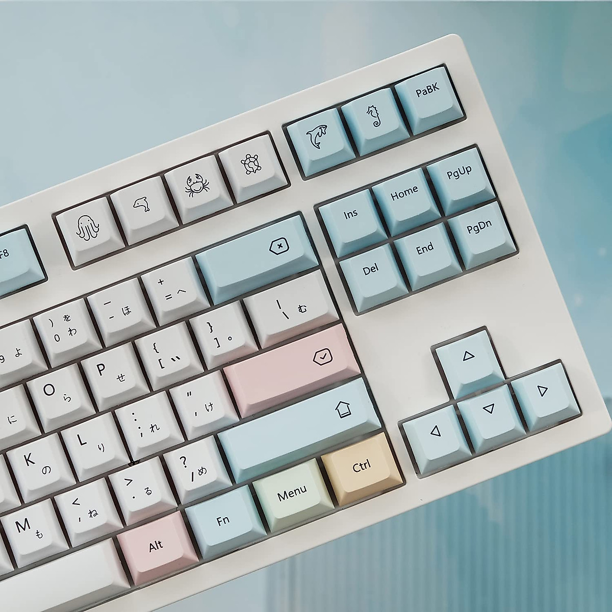 CuXiu Chalk Keycaps 136 Keys PBT Keycap Set for Cherry MX Switches Cherry Profile Japanese Keycaps for Mechanical Keyboard Dye Sub gh60 xd64 xd84 xd96 87 104