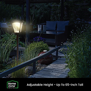Home Zone Solar Lamp Post Light - 65" Tall Decorative Outdoor Solar Garden Lamp Post Lights (1 Set)