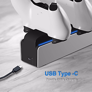 PS5 Charging Station Bonadget PS5 Controller Charging Station with Led Indicator PS5 Charging Dock with USB-C 2 Hours Fast Charging