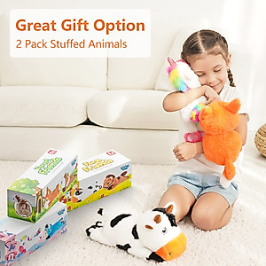 iPlay, iLearn Wrist Pals Toddler Plush Slaps Bracelets, 2PCS Baby Soft Stuffed Farm Animal Toy, Infant Cow & Horse Wristband Set, Birthday Party Gift for 1 2 3 4 5 6 7 Kid Girl Boy Child