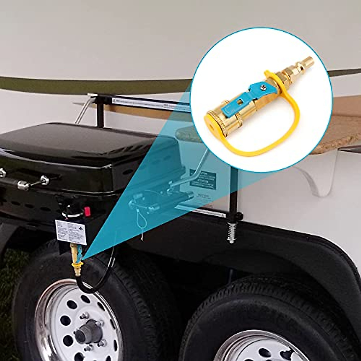 Stanbroil 1/4" RV Propane Quick Connect Adapter for Propane Hose, Propane or Natural Gas 1/4" Quick Connect or Disconnect Kit - Shutoff Valve & Full Flow Plug